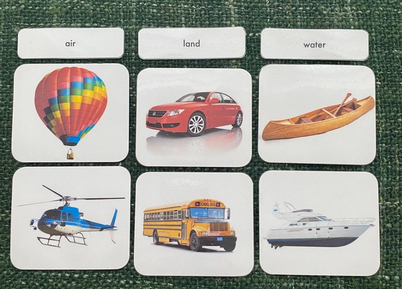 Vehicles 3-part Montessori Language Cards PDF - Etsy