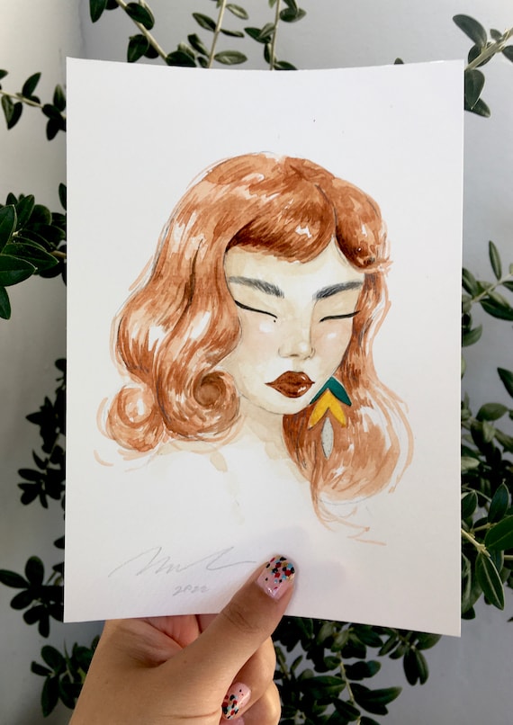 ORIGINAL Woman Portrait Aries Art Portrait Painting - Etsy