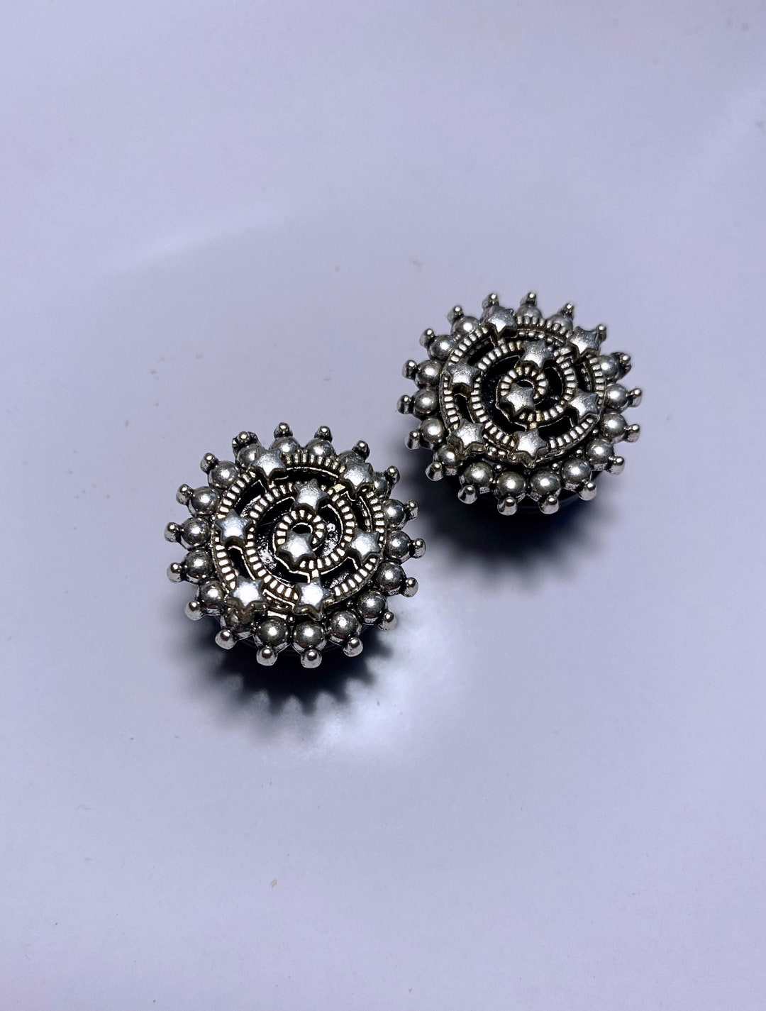 Gauge Plug Earrings Silver Spiral Stars Starry Night 8mm 10mm 12mm 14mm ...