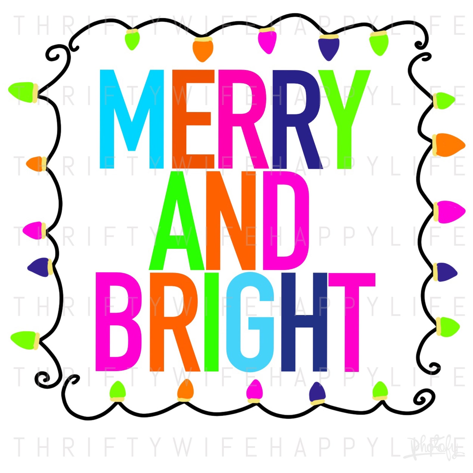 Merry And Bright Lights Colorful Digital Download For | Etsy