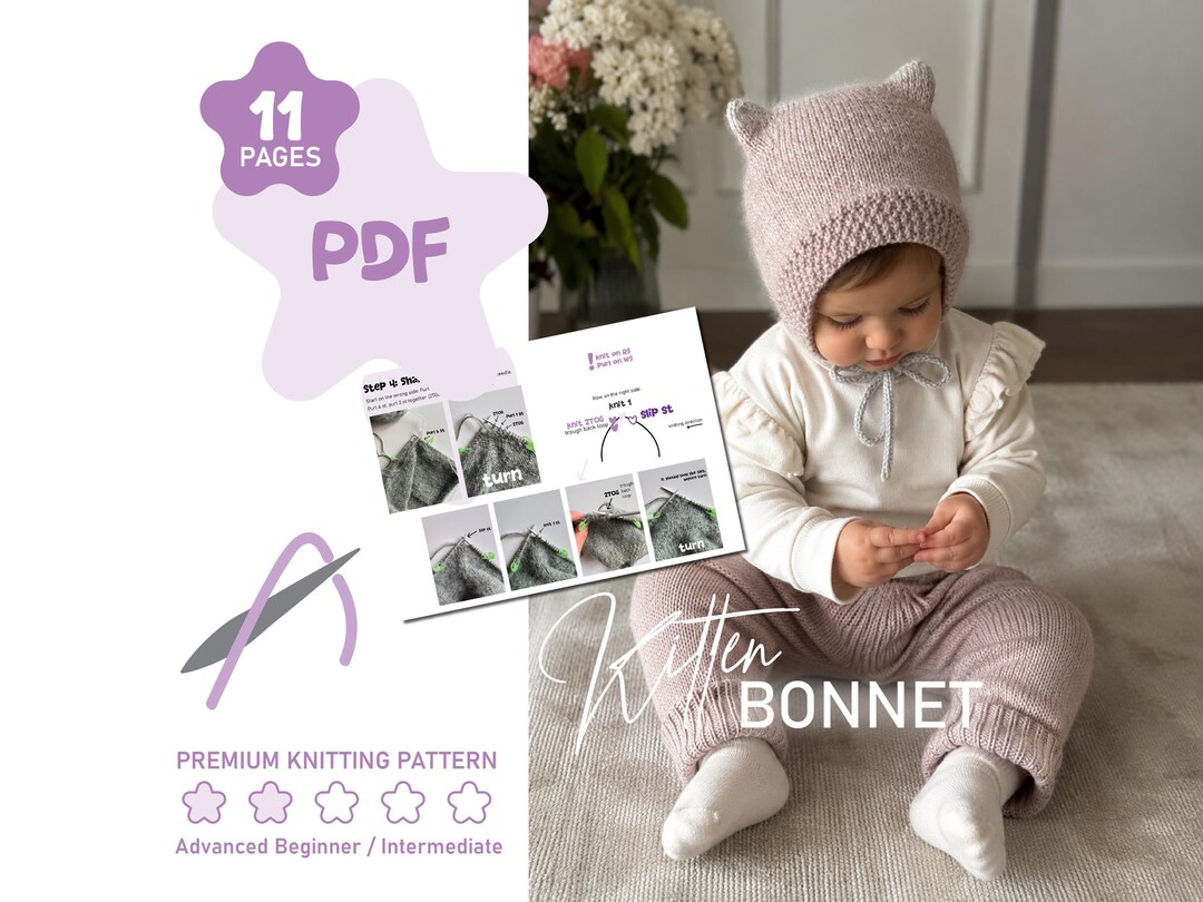 Seamless Bonnet Knitting Pattern | Bonnet for Baby, Toddler | PDF ...