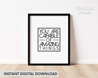 You Are Capable of Amazing Things Printable Motivational Wall - Etsy