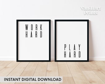 Work Hard // Play Hard // Be Kind // A4 // A5 // Nursery Decor // Home ...