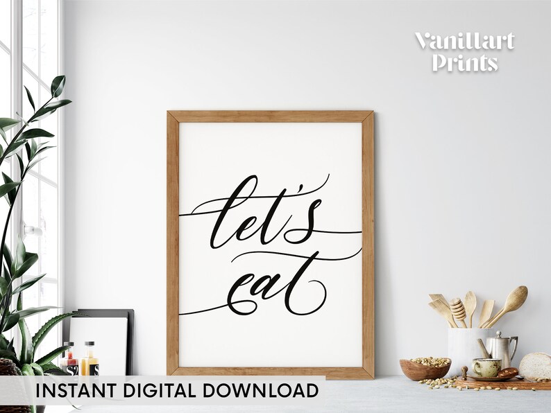 Let's Eat Print, Printable Dining Room Wall Art, Kitchen Wall Decor ...