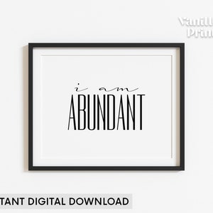 I Am Abundant Printable Positive Affirmation Poster Law of | Etsy
