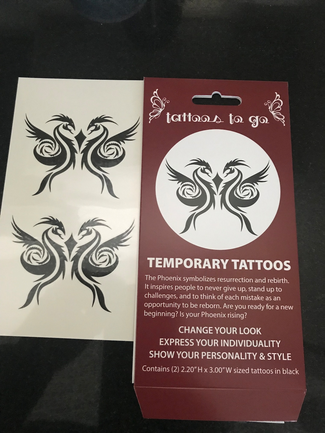 Phoenix Tattoo (2) Sets of Large Temporary Tattoo Designs - Etsy