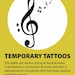 MUSIC TATTOO 2) LARGE Temporary Tattoo Designs - Etsy