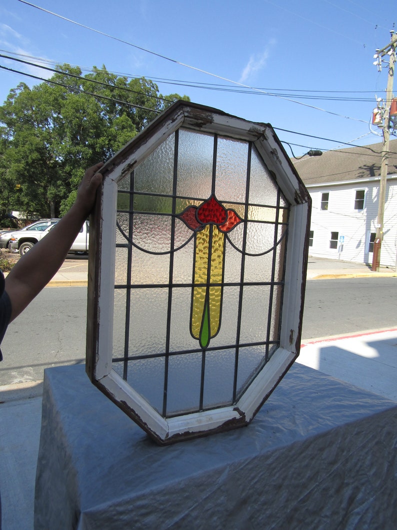 Large Art Nouveau English Stained Glass Window 1900s - Etsy