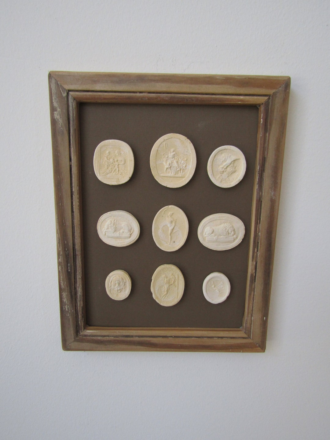 Framed Intaglios in Reclaimed Wood Antique Frame. - Etsy
