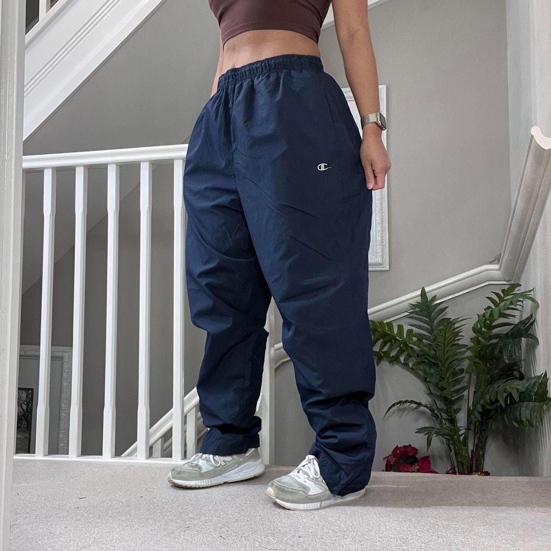 Retro Champion Baggy Fit Nylon Windbreaker Track Pants Tracksuit Bottom ...