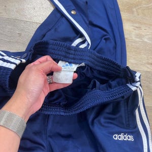 Vintage Rare Adidas Side Popper Track Pants Tracksuit Bottom Blue With ...