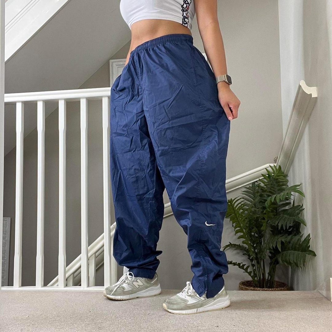 Vintage Nike Shell Nylon Track Pants Tracksuit Bottom Lightweight Blue ...