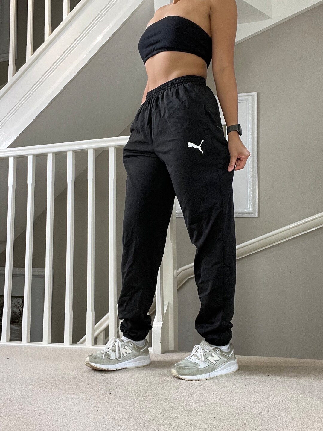 Puma Black Wind Pants Size Medium - Etsy