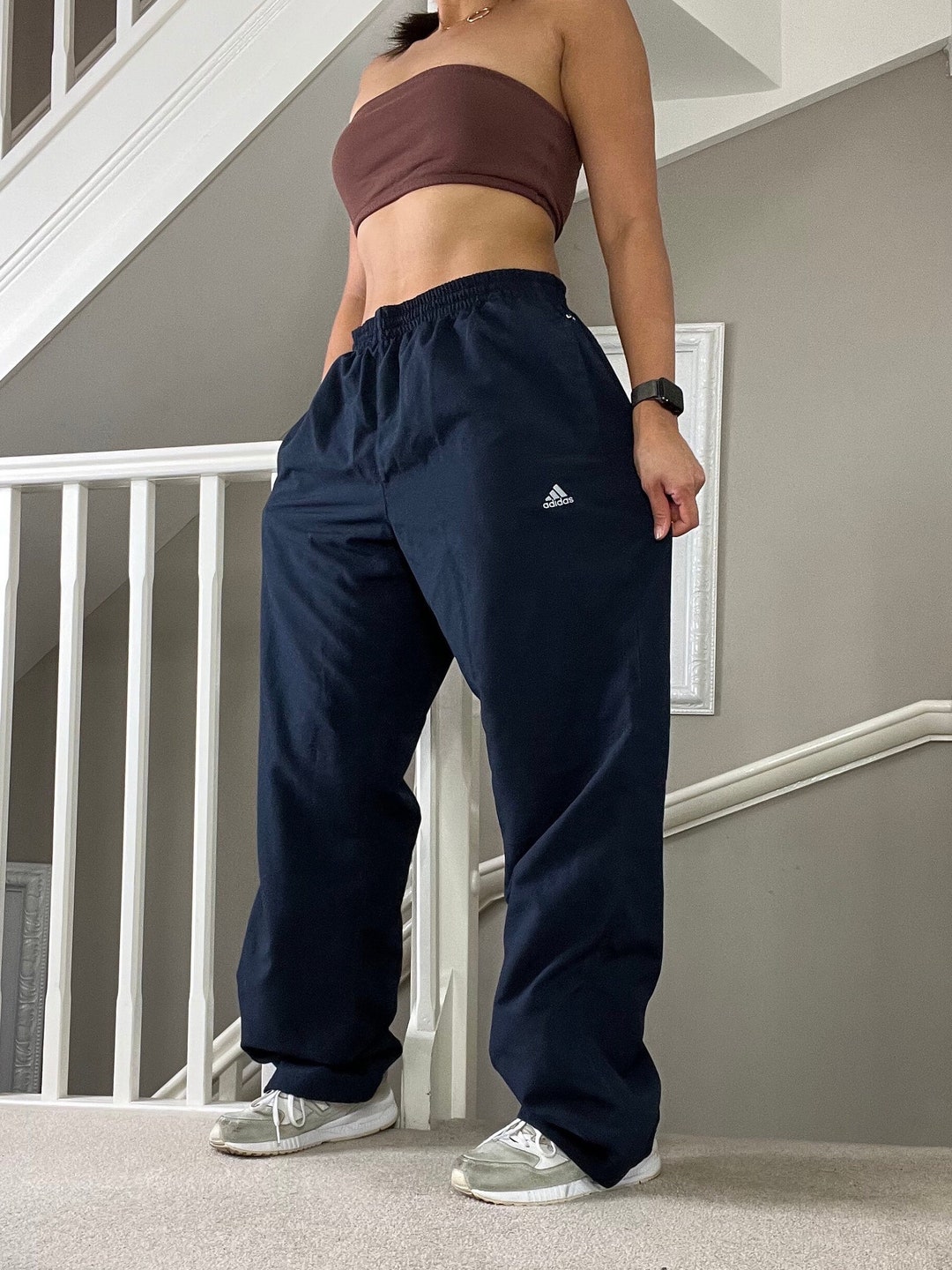 Adidas Baggy Fit Windbreaker Track Pants Trackies Size XL Unisex Blue ...