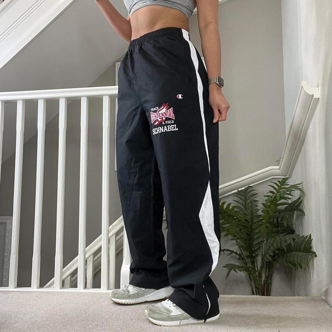 Y2k Rare Champion Loose Fit Straight Wide Leg Track-pants Tracksuit ...