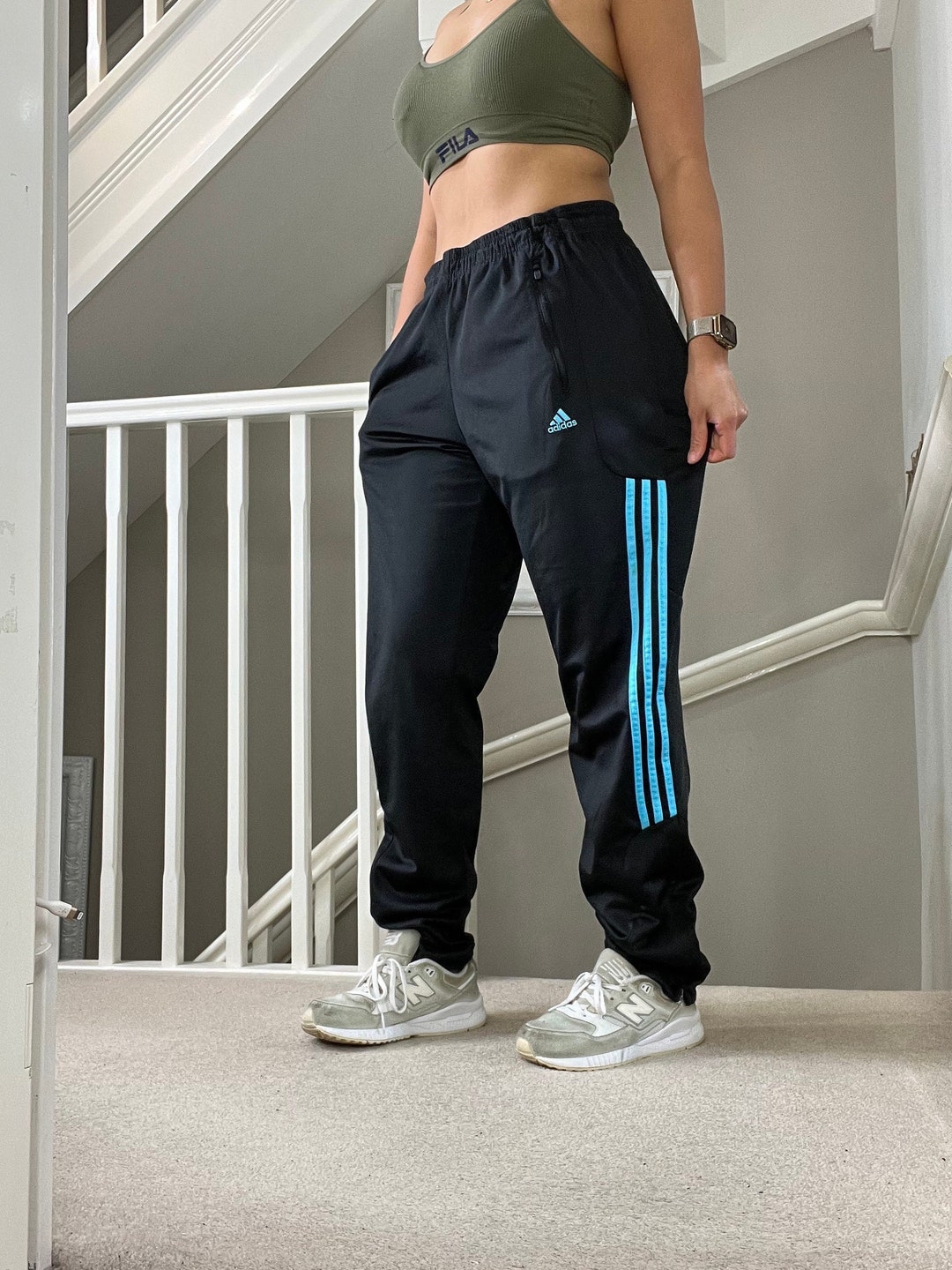 Adidas Loose Fit Softshell Track Pants Trackies Size L Unisex Black ...