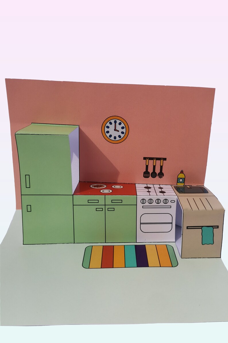 Pop up Card / Printable Paper Dollhouse With Furniture / 3d Paper Craft ...