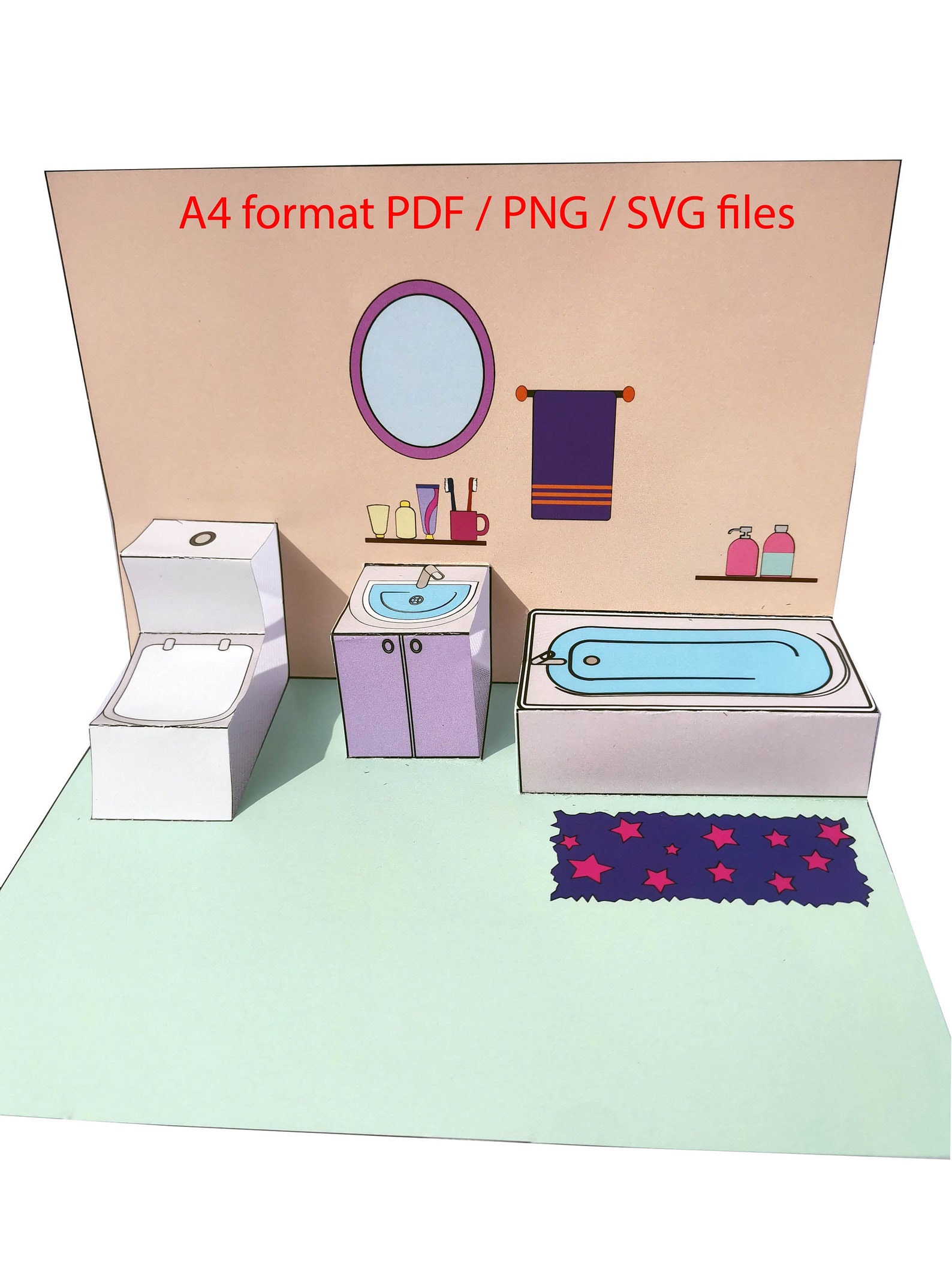 Pop up Card / Printable Paper Dollhouse With Furniture / 3d Paper Craft ...