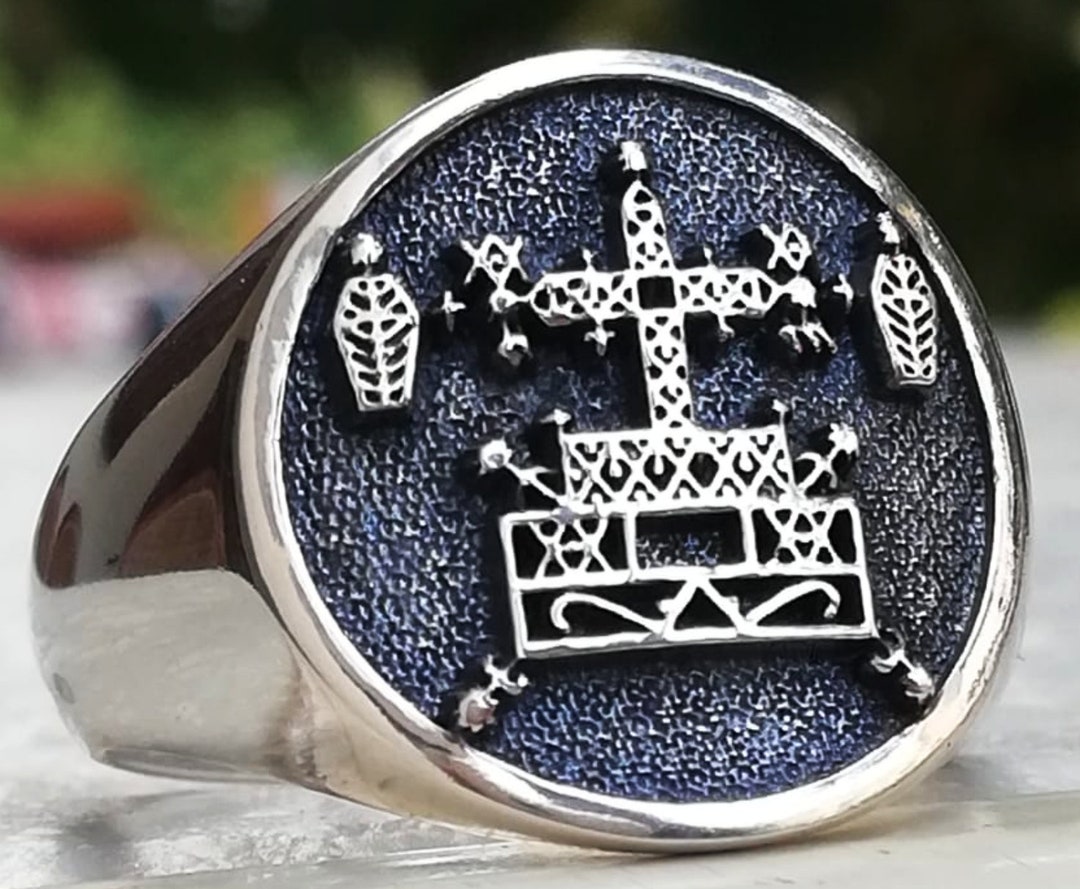 Solid Sterling Silver 925 Veve of Baron Samedi Voodoo Talisman Handmade ...