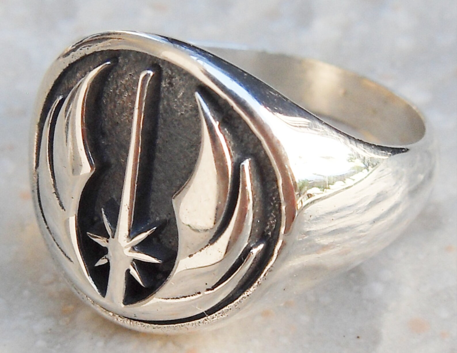 Star Wars Jedi Order Insignia on Wood Rebel Handmade 3D Ring Solid ...