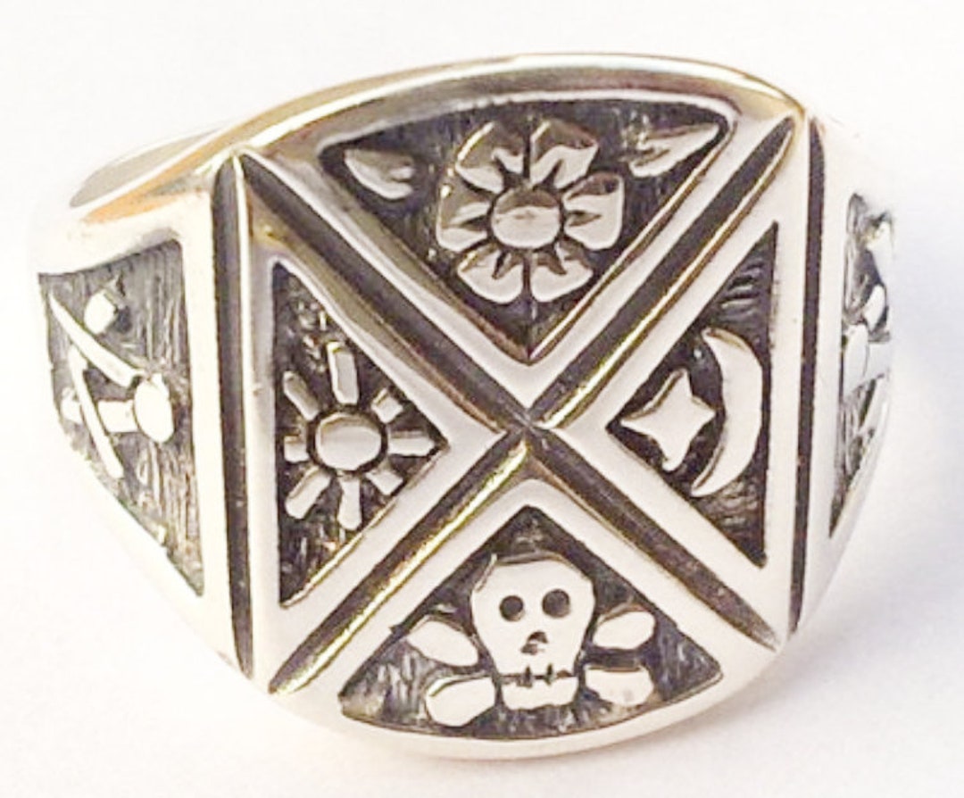 Fellowcraft Virtus Masonic Symbols Handmade Ring Sterling Silver 925 - Etsy