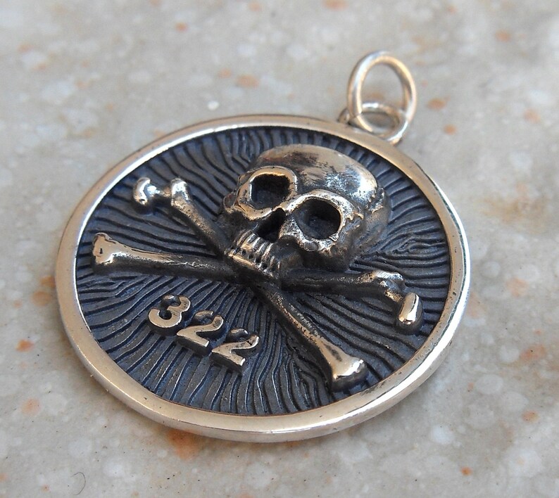 Yale Secret Society Skull and Bones Handmade 3D Pendant Solid Sterling ...