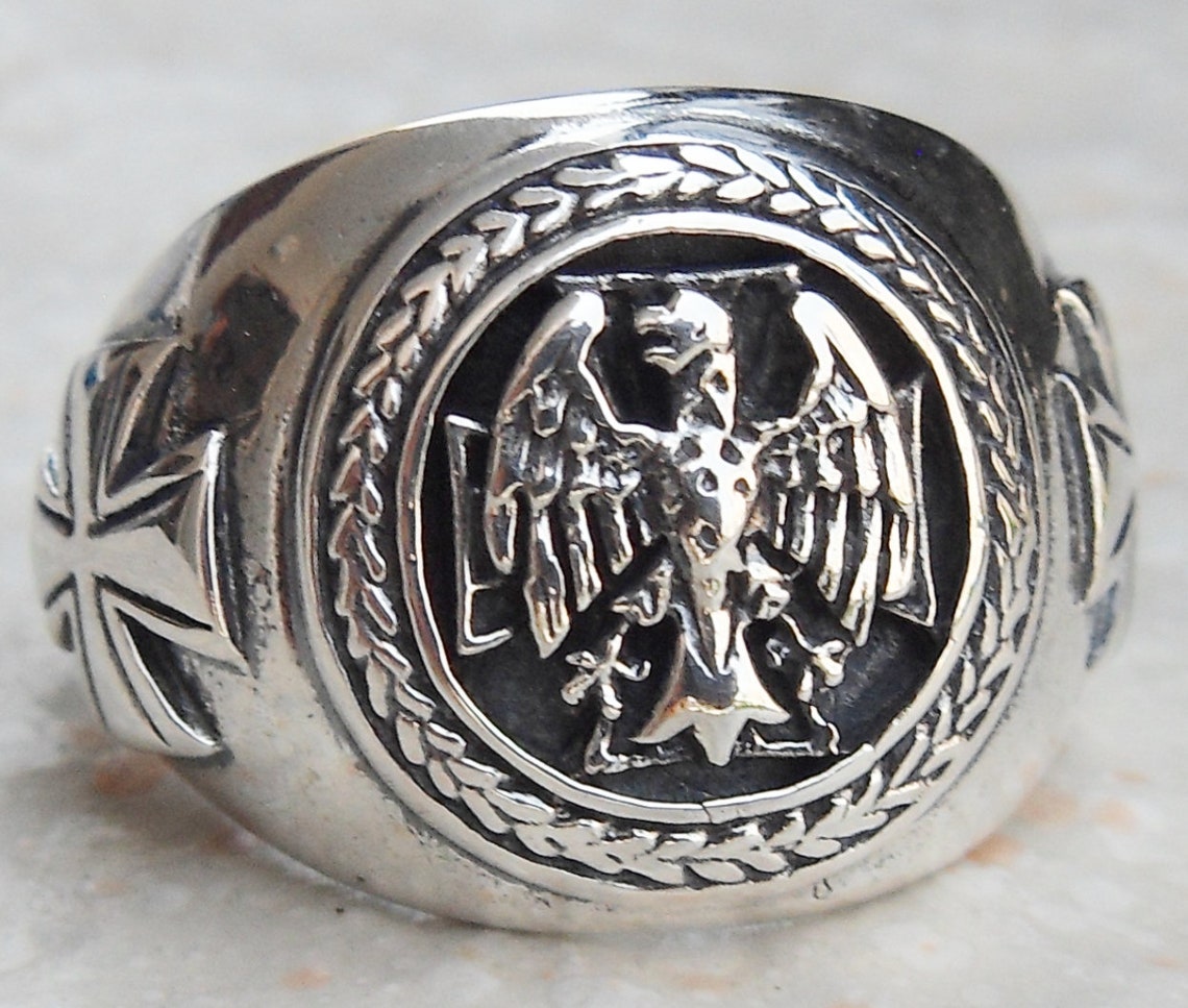 German Eagle Crodss Handmade Ring Sterling Silver 925 | Etsy