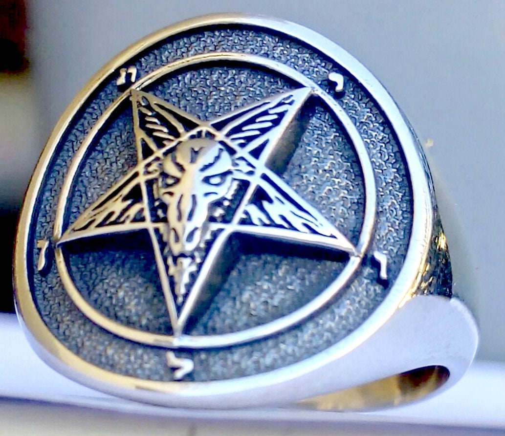 Church of Satan Sigil of Baphomet Lucifer Handmade 3D Ring Solid ...