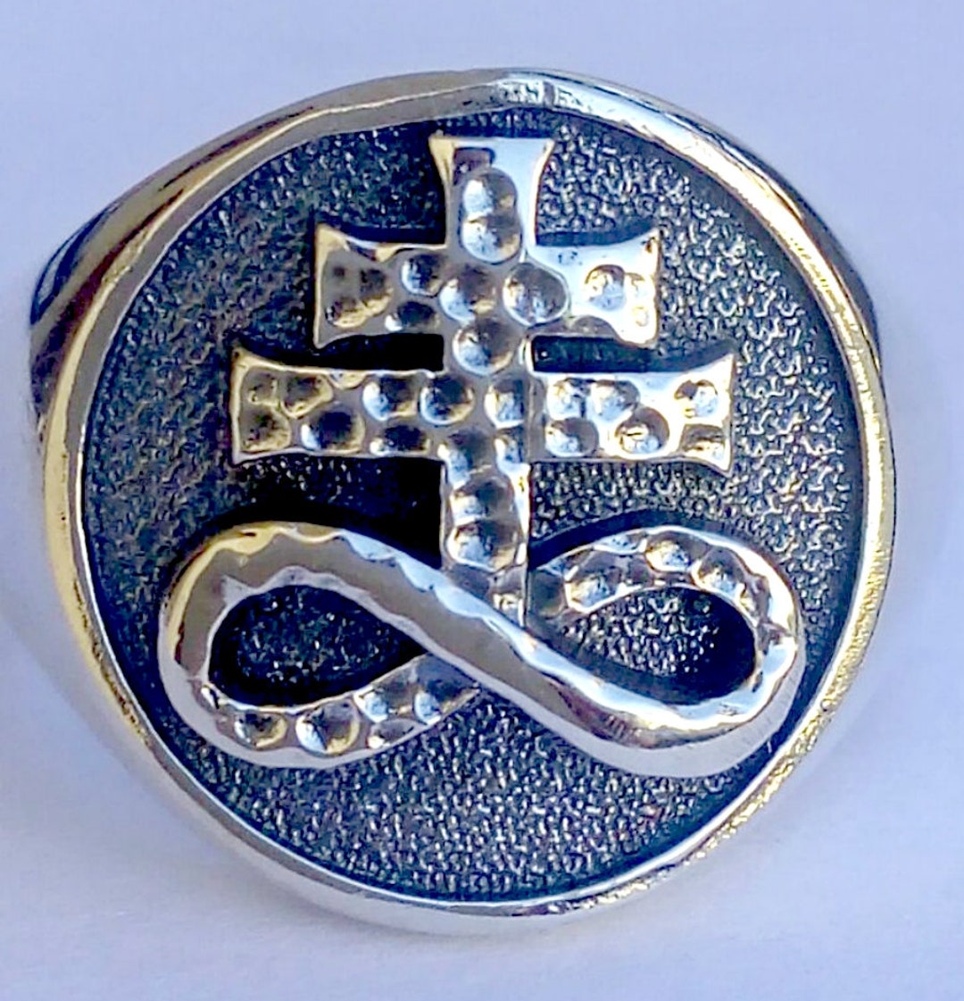 Brimstone Leviathan Cross Satanic Devil Lucifer Handmade 3D Ring Solid ...