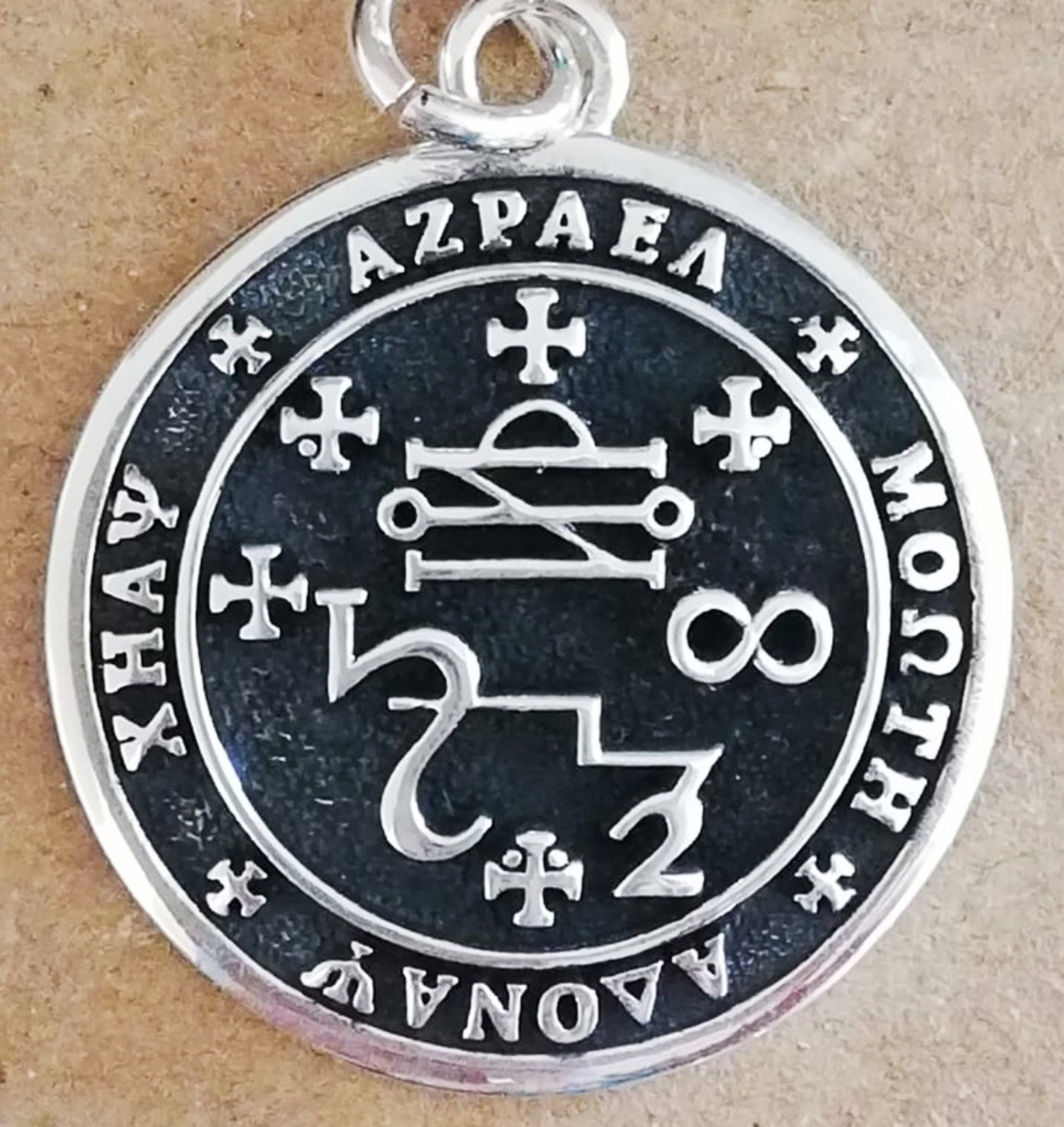 Seal Sigil of Angel of Death Azrael Handmade 3D Pendant Solid Sterling ...