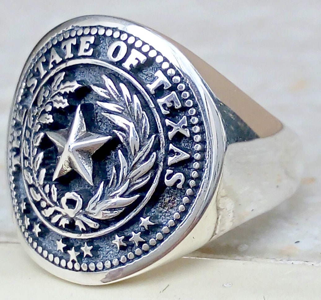 Seal of Texas State Handmade 3D Ring Solid Sterling Silver 925 - Etsy