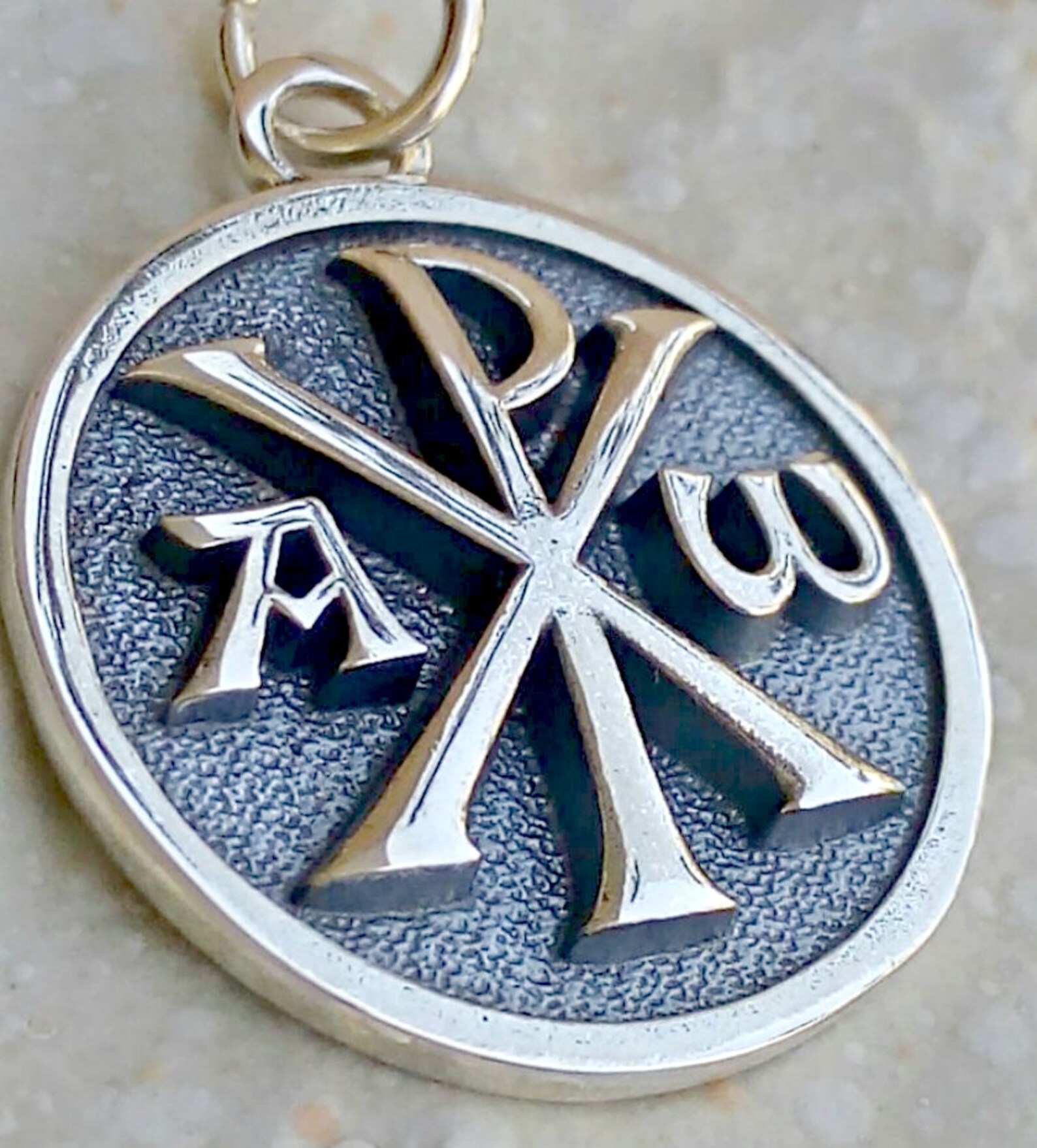 Alpha and Omega Chi-rho Christian Handmade 3D Pendant Solid Sterling ...