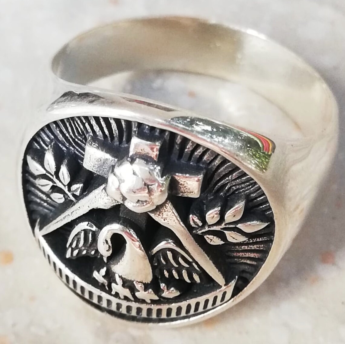 Masonic Rose Croix Pelican Handmade 3D Ring Solid Sterling | Etsy