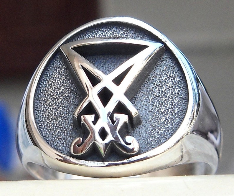 Sigil of Lucifer Satan Seal Handmade 3D Ring Solid Sterling Silver 925 ...
