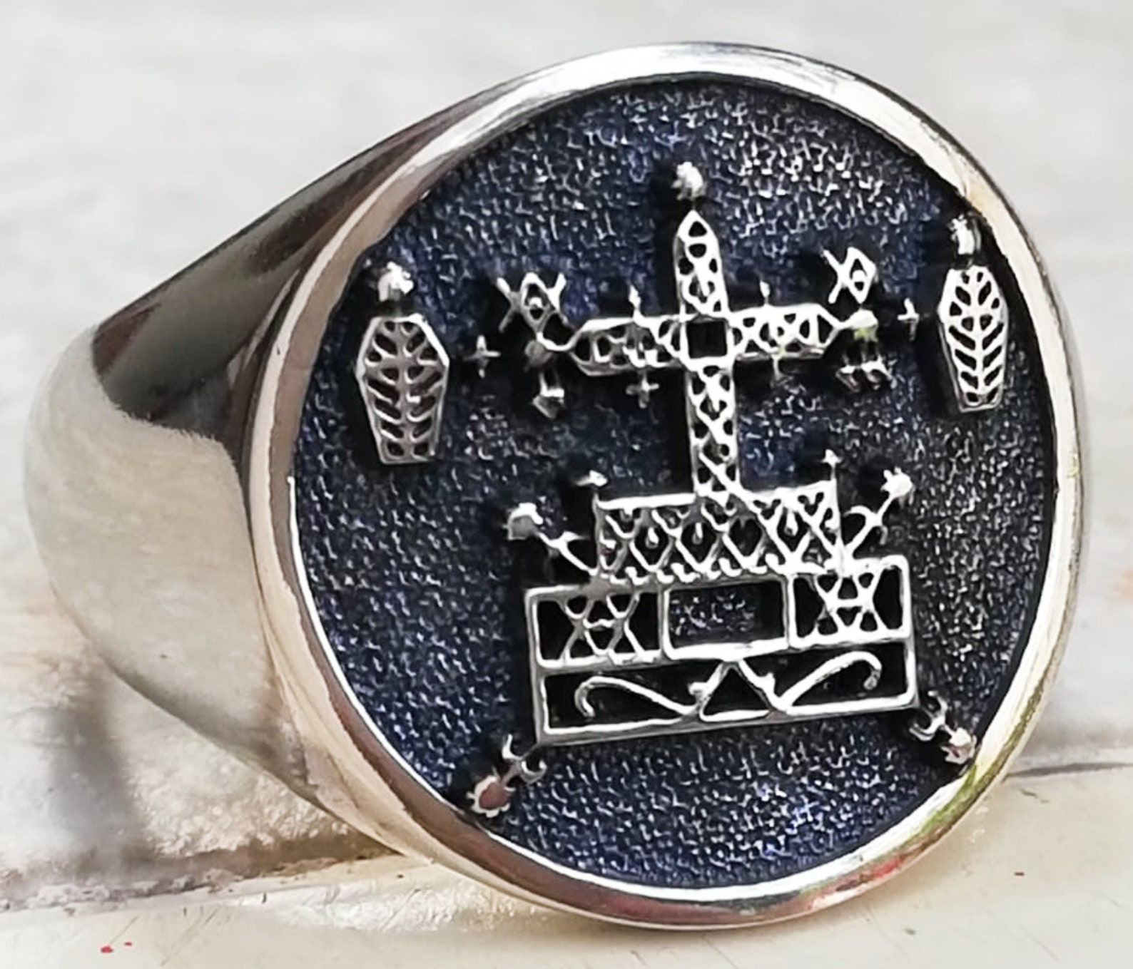 Solid Sterling Silver 925 Veve of Baron Samedi Voodoo Talisman - Etsy