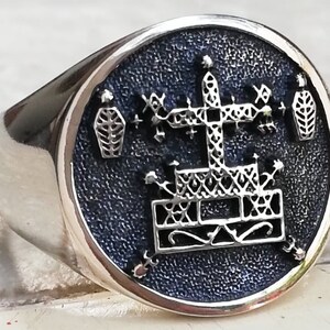 Solid Sterling Silver 925 Veve of Baron Samedi Voodoo Talisman Handmade ...