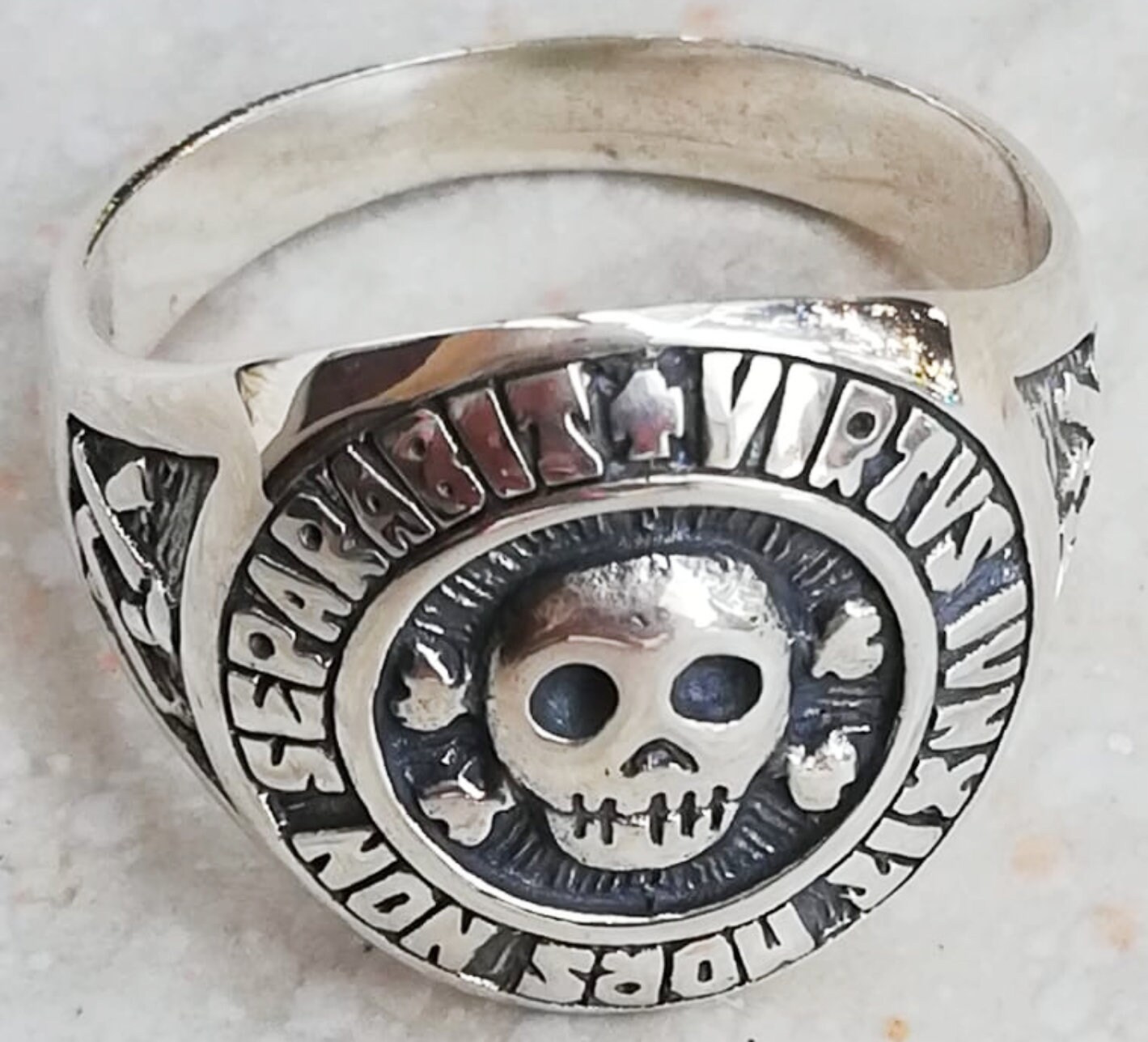 Skull and Bones Masonic Masons Handmade Ring Sterling Silver | Etsy
