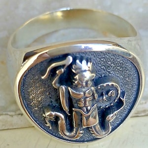 Abraxas Gnostic Gnosticism Magic Talisman Templars Handmade 3D Ring ...