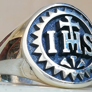 IHS Jesuit Society of Jesus the Holy Name of Jesus Handmade 3D Ring ...