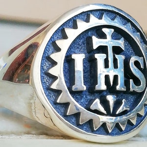IHS Jesuit Society of Jesus the Holy Name of Jesus Handmade 3D Ring ...
