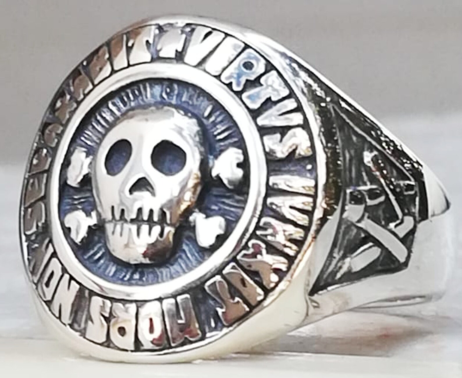 Skull and Bones Masonic Masons Handmade Ring Sterling Silver - Etsy