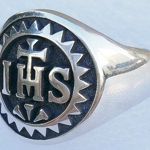 IHS Jesuit Society of Jesus the Holy Name of Jesus Handmade 3D Ring ...