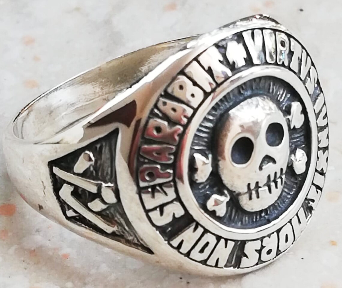 Skull and Bones Masonic Masons Handmade Ring Sterling Silver - Etsy