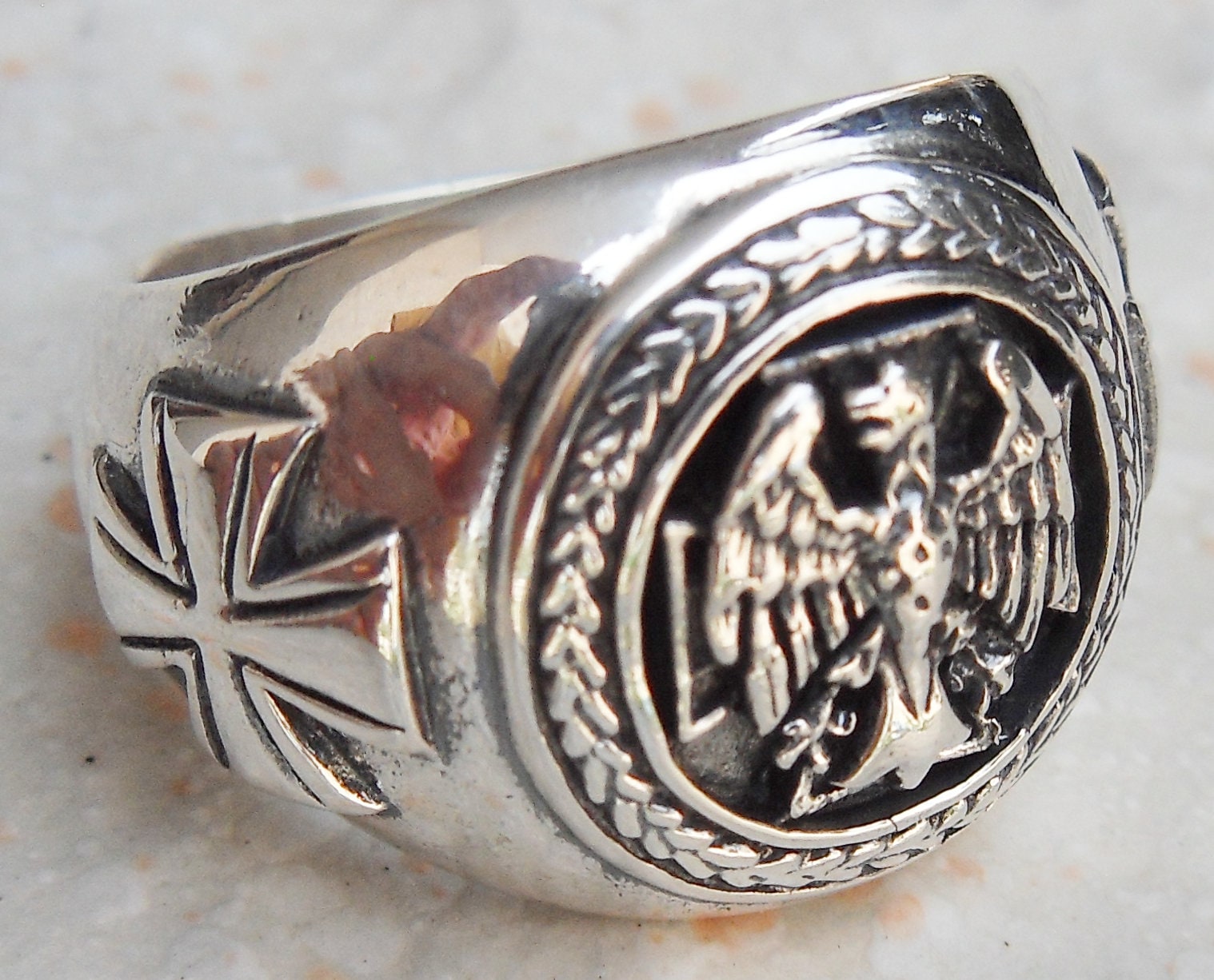German Eagle Crodss Handmade Ring Sterling Silver 925 | Etsy