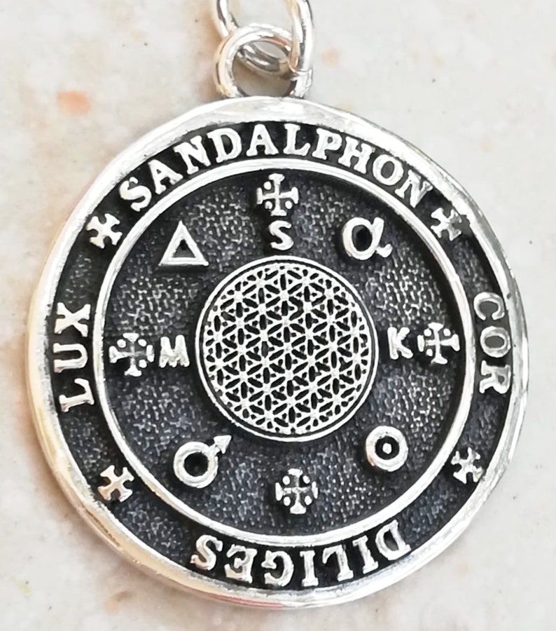 Archangel Sandalphon Seal Protection Amulet Handmade 3D Pendant Solid ...