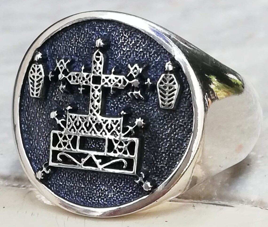 Solid Sterling Silver 925 Veve of Baron Samedi Voodoo Talisman - Etsy
