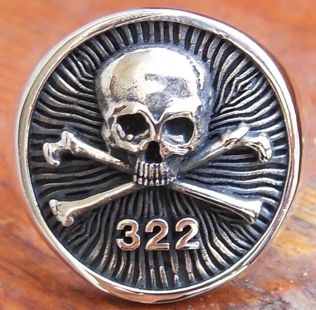 Yale Secret Society Skull and Bones Handmade 3D Ring Solid Sterling ...