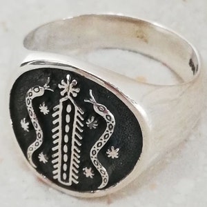 Damballah Voodoo Veve Handmade 3D Ring Solid Sterling Silver 925 - Etsy