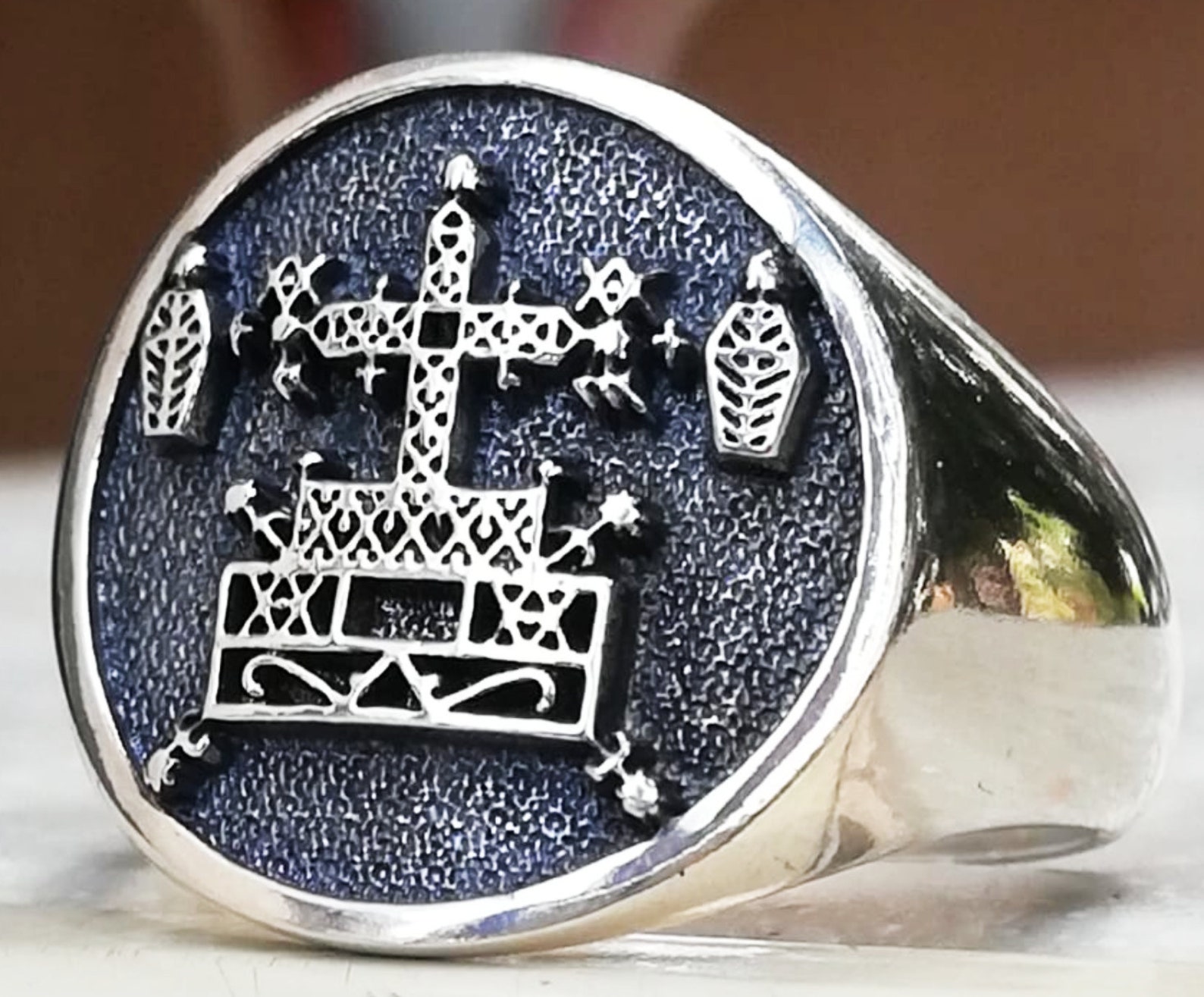 Solid Sterling Silver 925 Veve of Baron Samedi Voodoo Talisman | Etsy