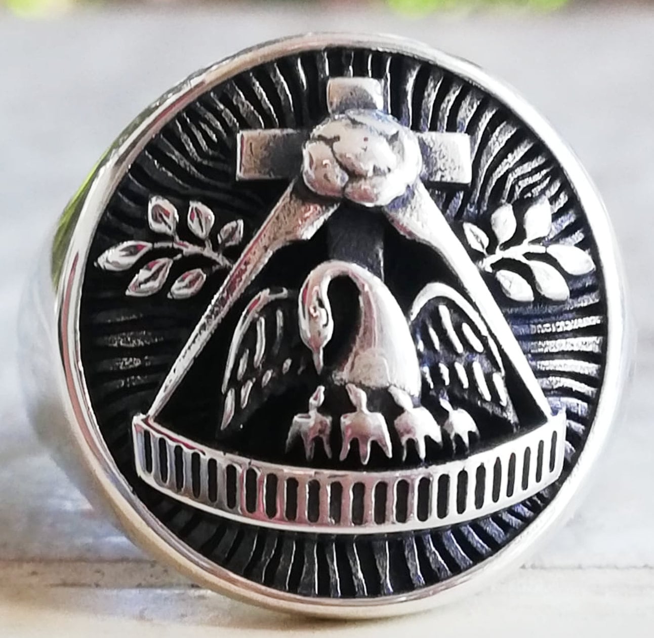 Masonic Rose Croix Pelican Handmade 3D Ring Solid Sterling | Etsy